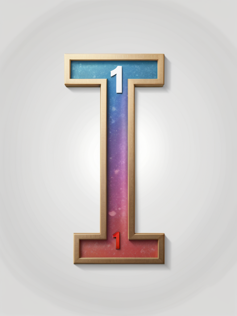 Stylized Number One with Colorful Gradient and Gold Frame Design