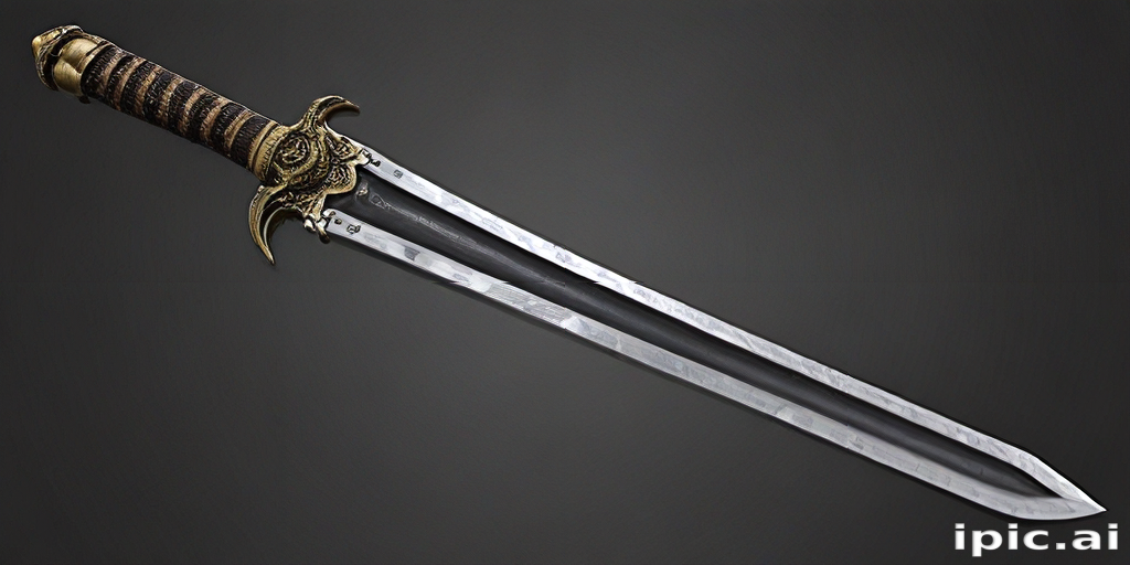 Intricately Designed Sword with Dual Blades and Ornate Handle Details