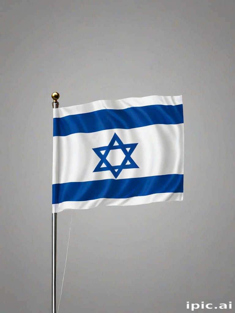 The National Flag of Israel Featuring Blue and White Stripes and a Star.