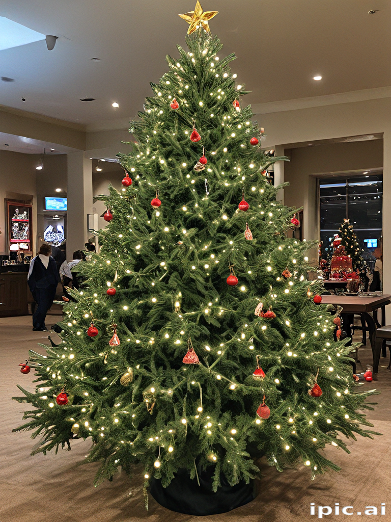 Beautifully Decorated Christmas Tree with Lights and Ornaments in ...