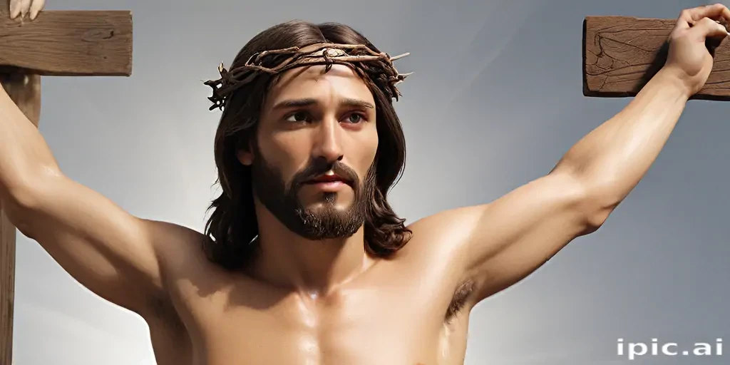 Depiction of a Crucifixion Scene Featuring a Realistic Jesus Figure
