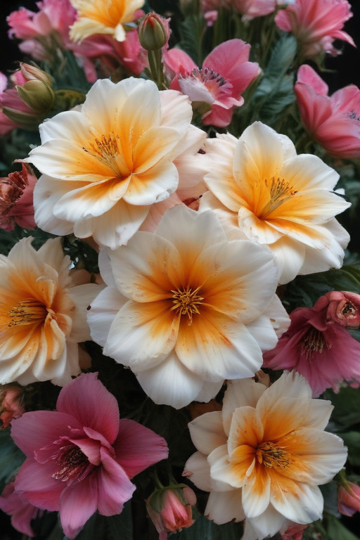 Beautiful Arrangement of Vibrant Flowers in Soft Shades of Pink and Orange