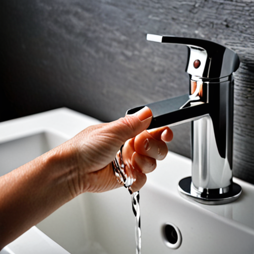 hand gently turning off a dripping tap