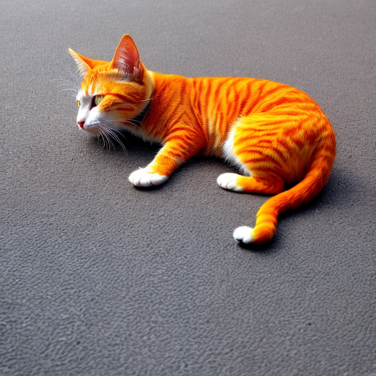 Cute orange cat laying on it's back