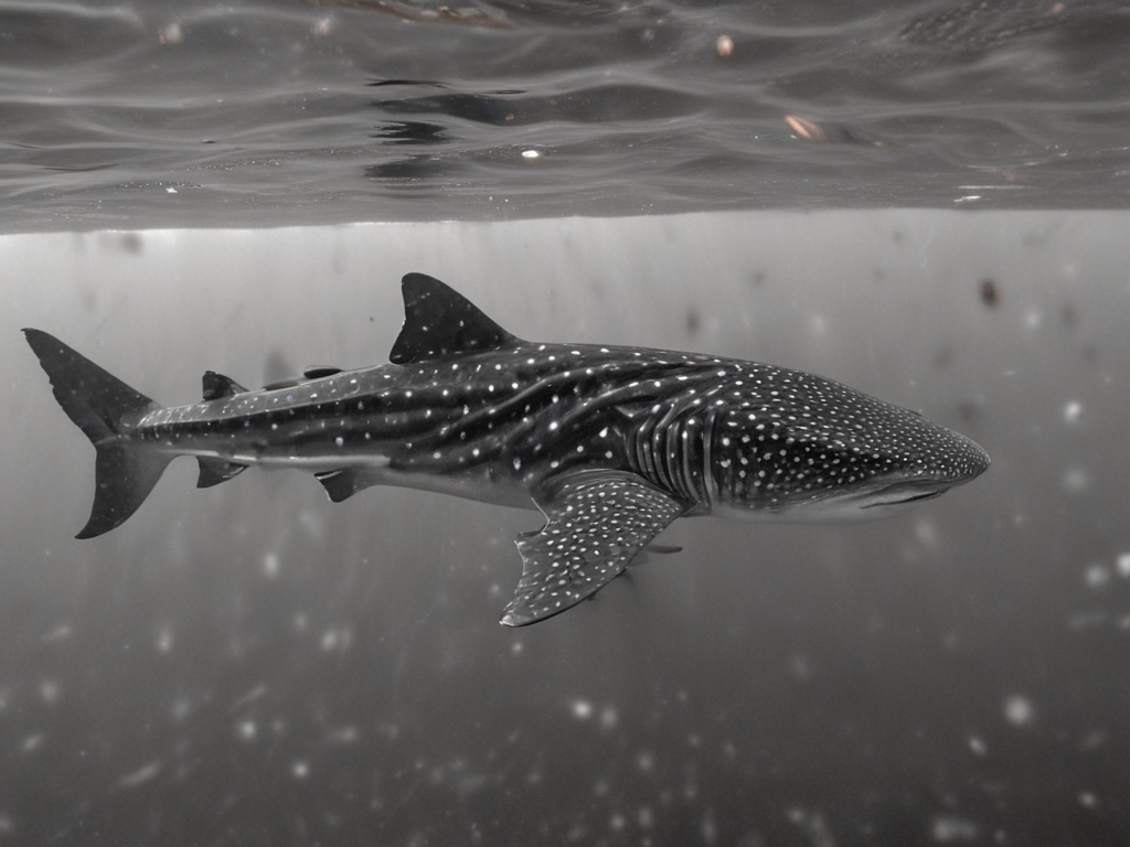 Whale shark swimming through infinity