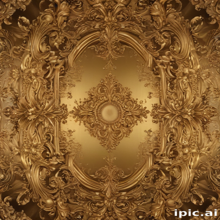 Intricate Golden Ornate Design with Baroque Patterns and Elegant Details