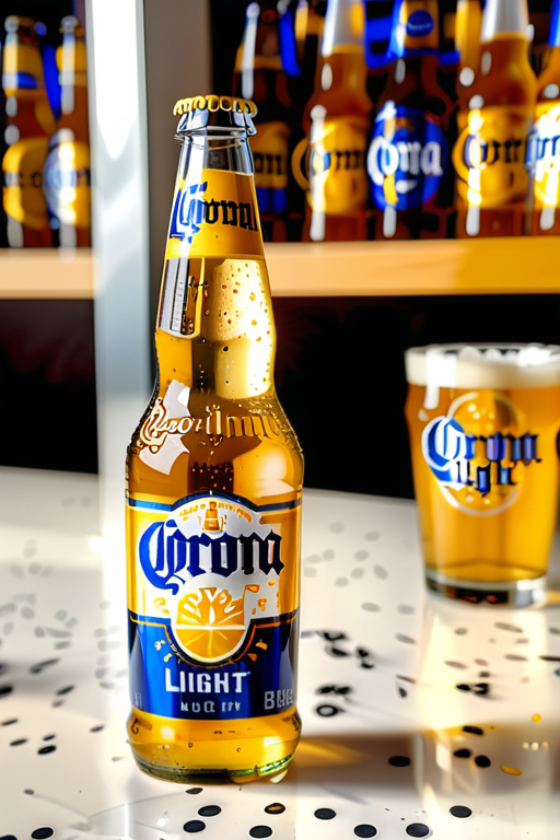 Refreshing Corona Light Beer Bottle with a Glass on a Festive Table