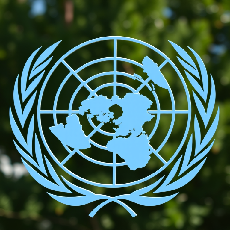 United Nations Emblem Against a Green Natural Background Signifying ...