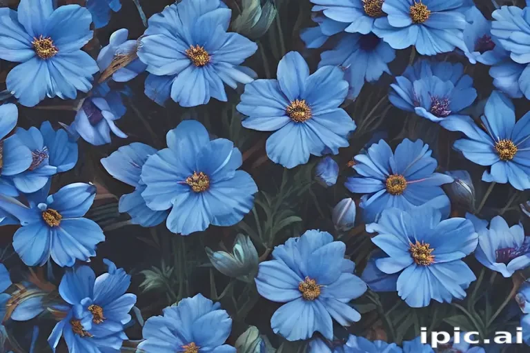 A Vibrant Display of Beautiful Blue Flowers in Full Bloom.