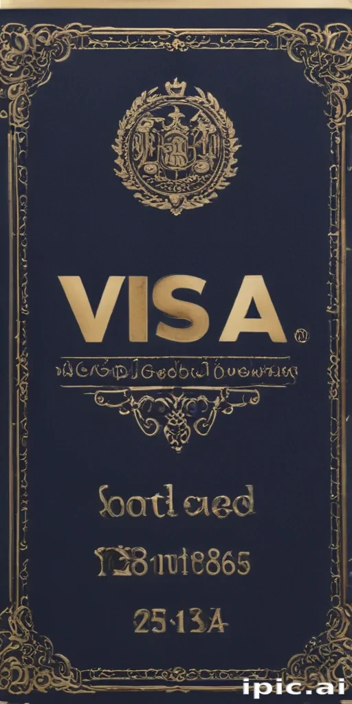 Elegant Visa Card Design Featuring Intricate Gold Detailing and Emblems