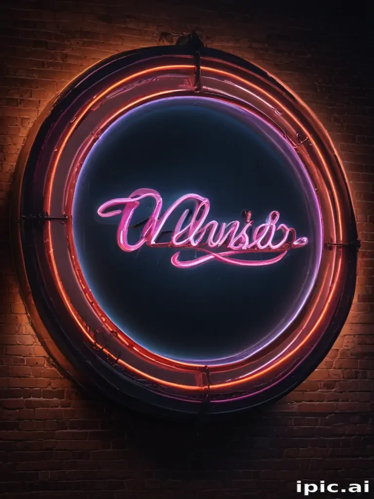 Vibrant Neon Sign Illuminating a Cozy Urban Space with Artistic Flair