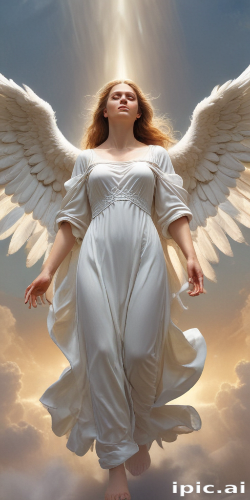 Majestic Angel Descending from the Heavens, Radiating Divine Light and ...