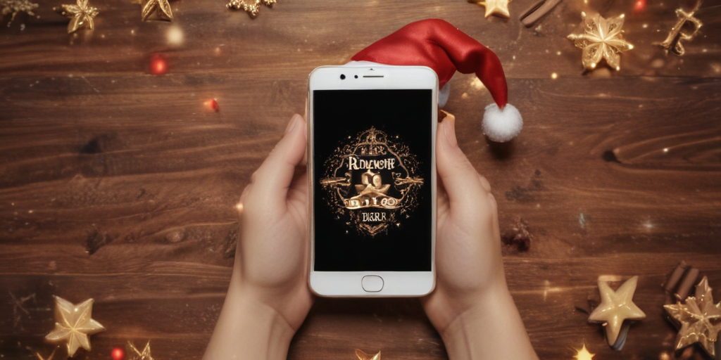 Festive Holiday Spirit: Smartphone Displaying Christmas-Themed Design ...