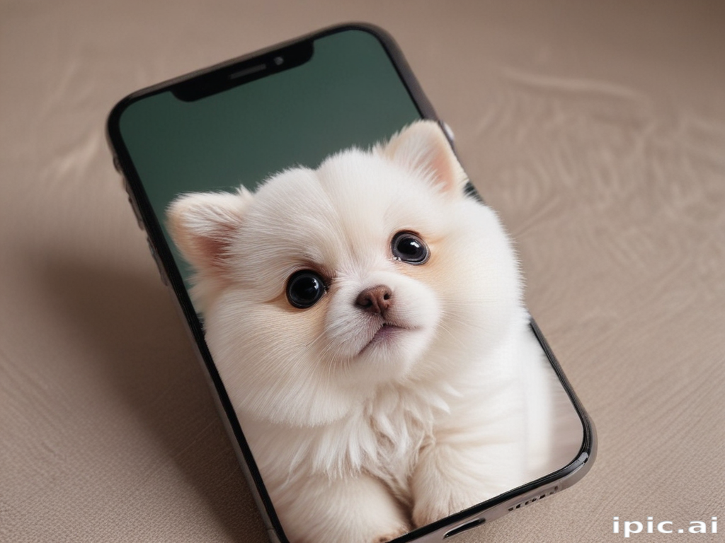 A Cute Pomeranian Puppy Displayed on a Smartphone Screen