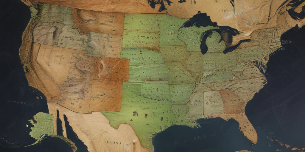 Detailed Topographic Map of the United States Highlighting Geographic ...