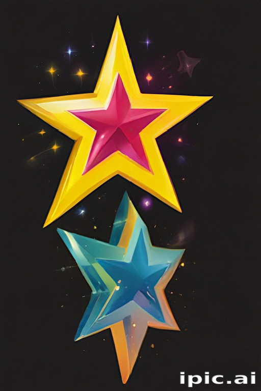 Vibrant Three-Dimensional Stars in Bright Colors Against a Dark Background