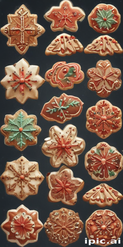 Beautifully Decorated Holiday Cookies in Various Snowflake and Floral ...