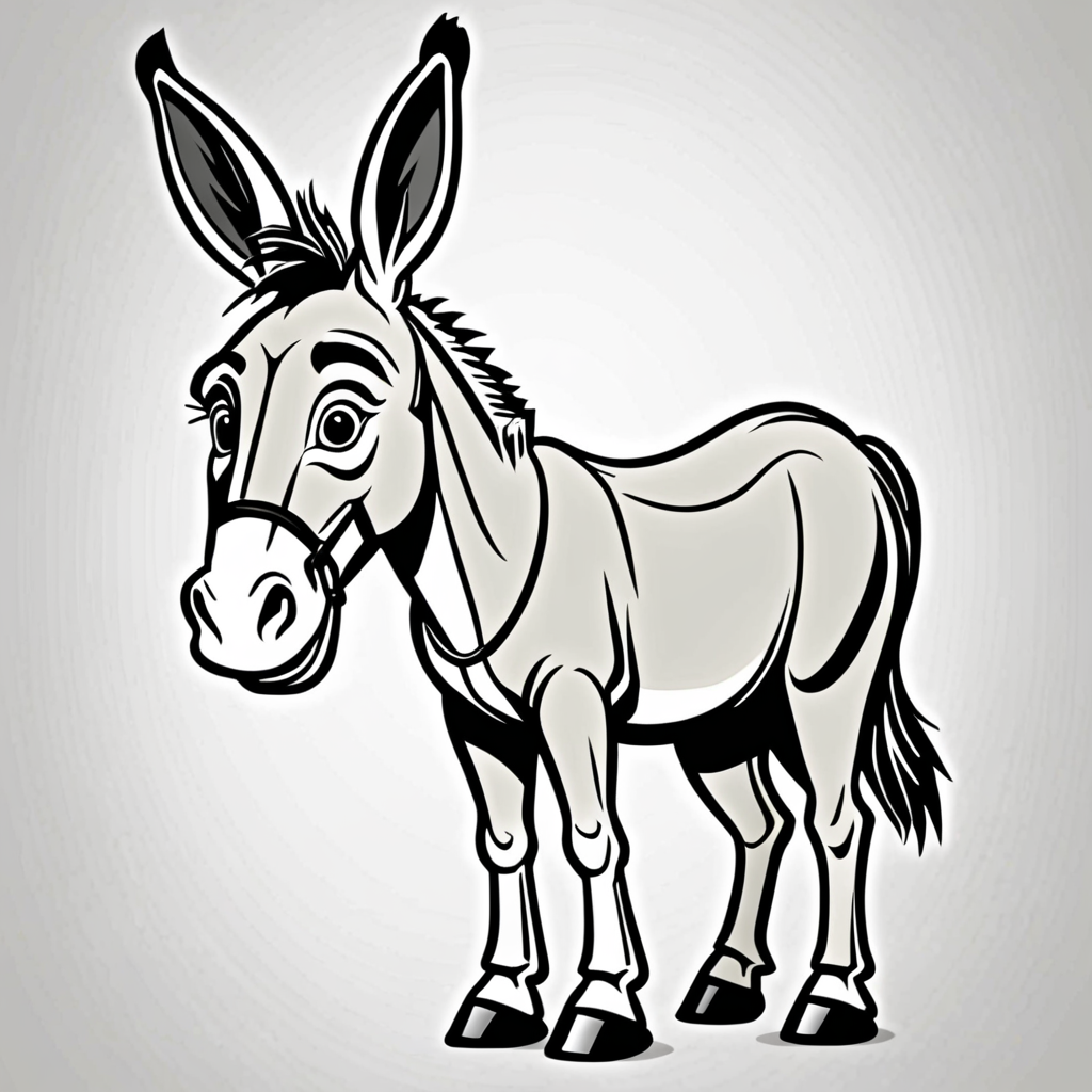 pixar donkey simple line art for coloring book