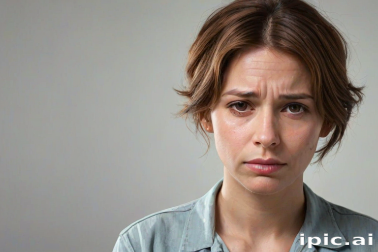 A Young Woman Expressing Deep Emotion and Contemplation in a Neutral ...