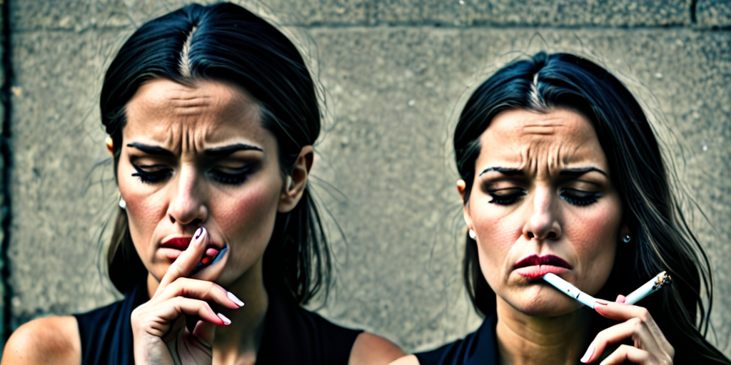 Sad woman smoking