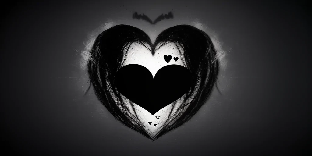 Intricate Black Heart Design Surrounded by Delicate Floating Hearts and ...