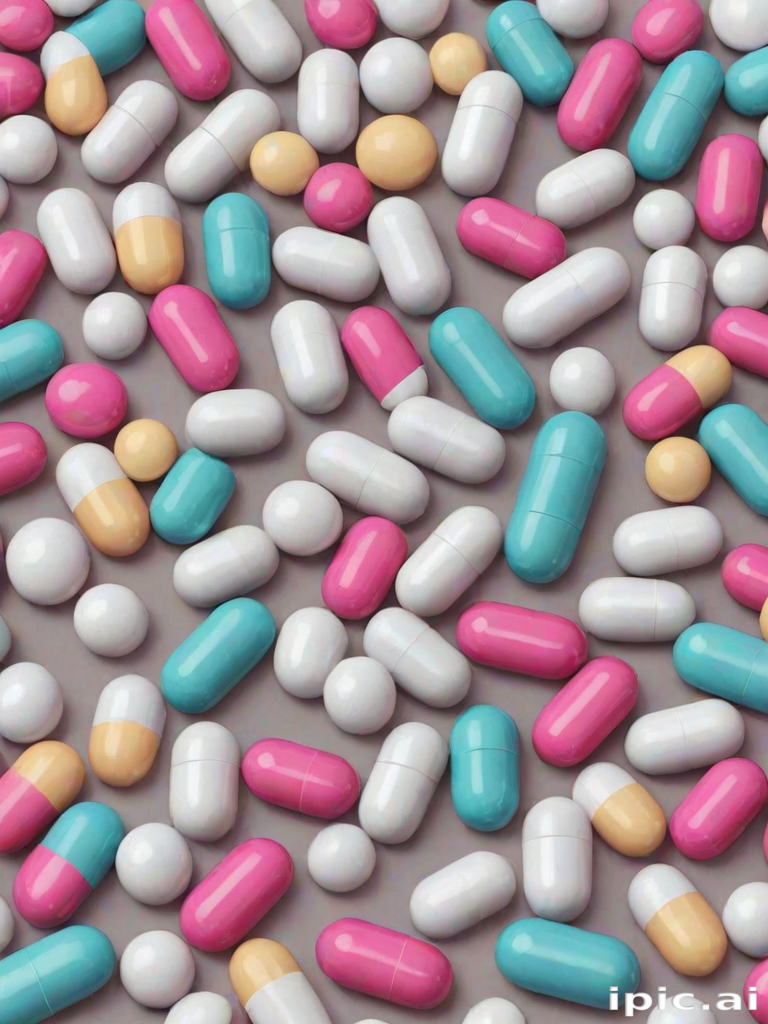 A Colorful Array of Capsules and Pills in Various Shapes and Sizes.