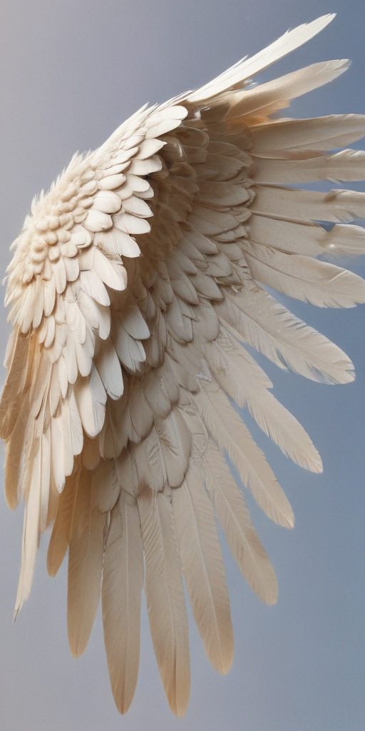 Majestic White Bird Wing Captured in Elegant Flight Against Blue Sky