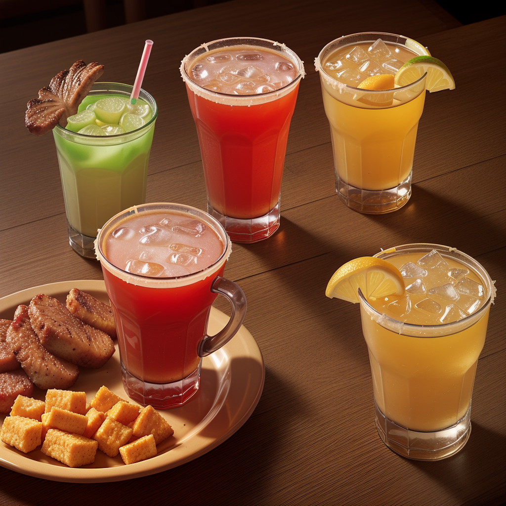 A Colorful Array of Refreshing Drinks Accompanied by Delicious Snacks ...