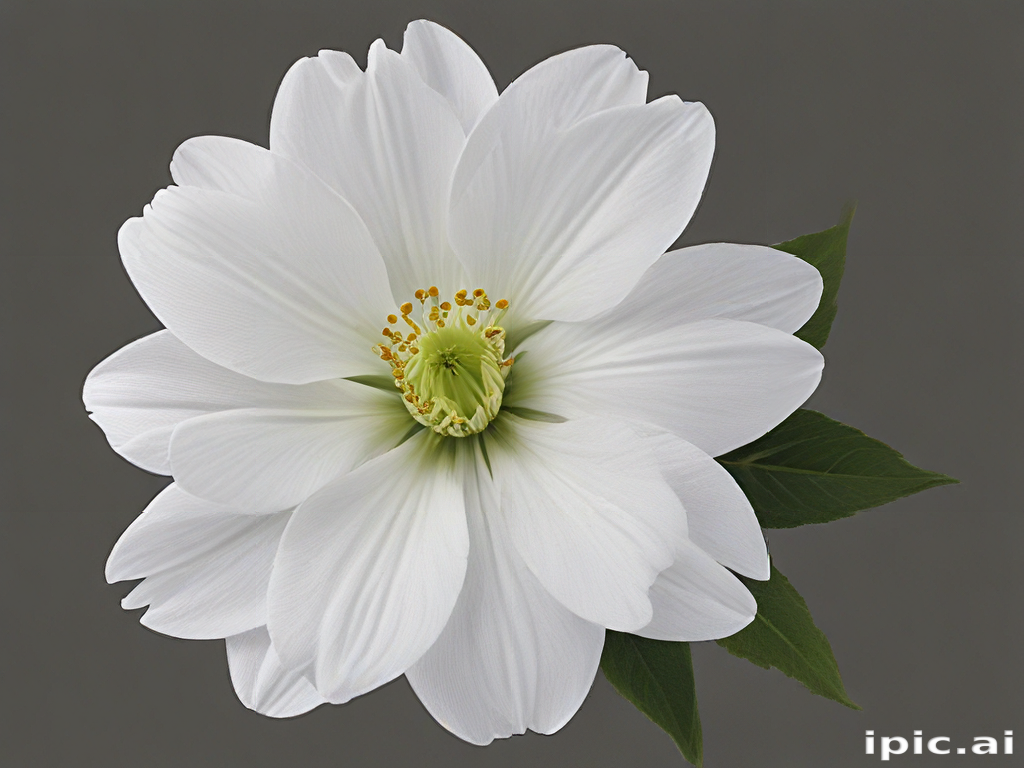 Beautiful White Flower with Delicate Petals and Vibrant Green Center