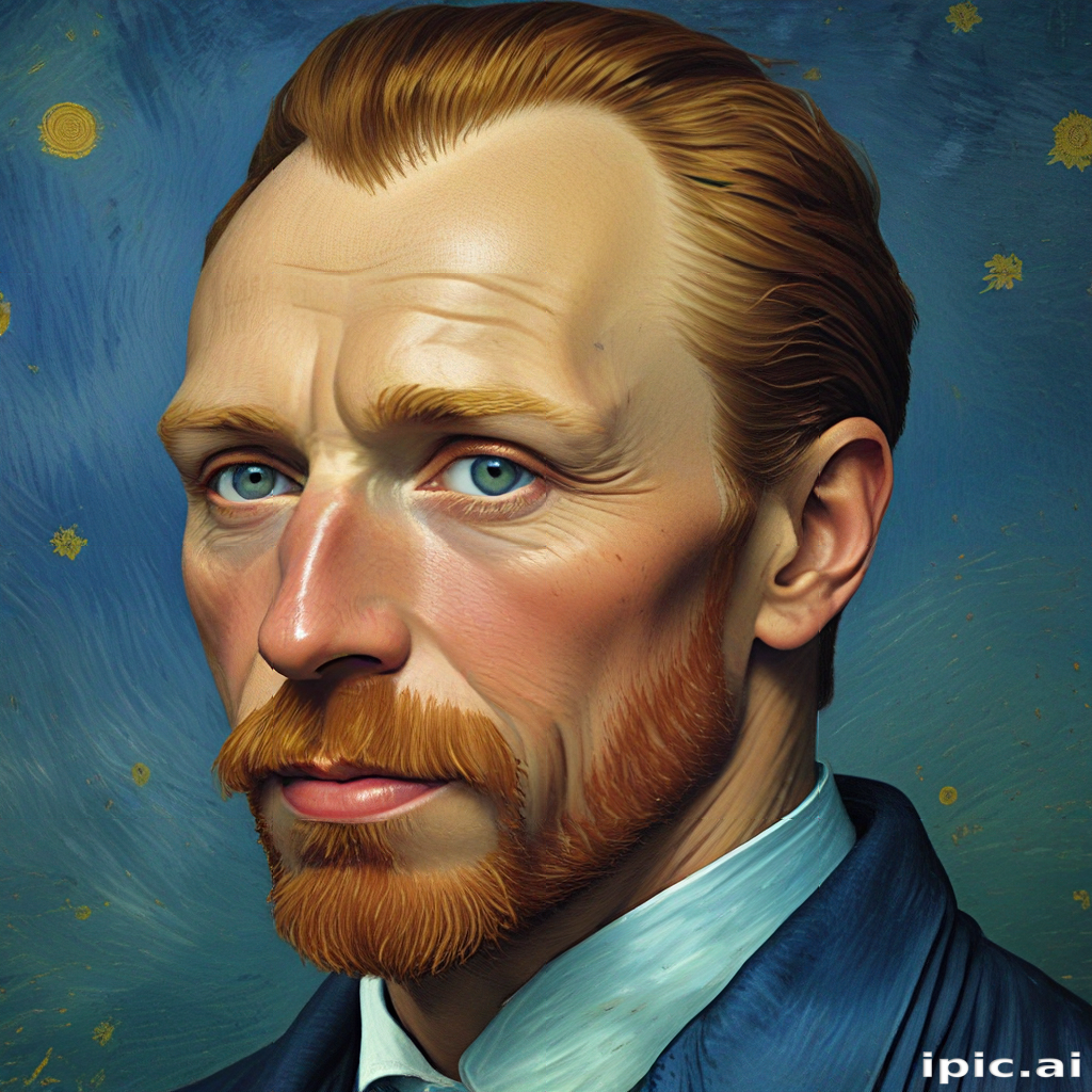 A Vibrant Artistic Representation of a Thoughtful Man with Intense Eyes.