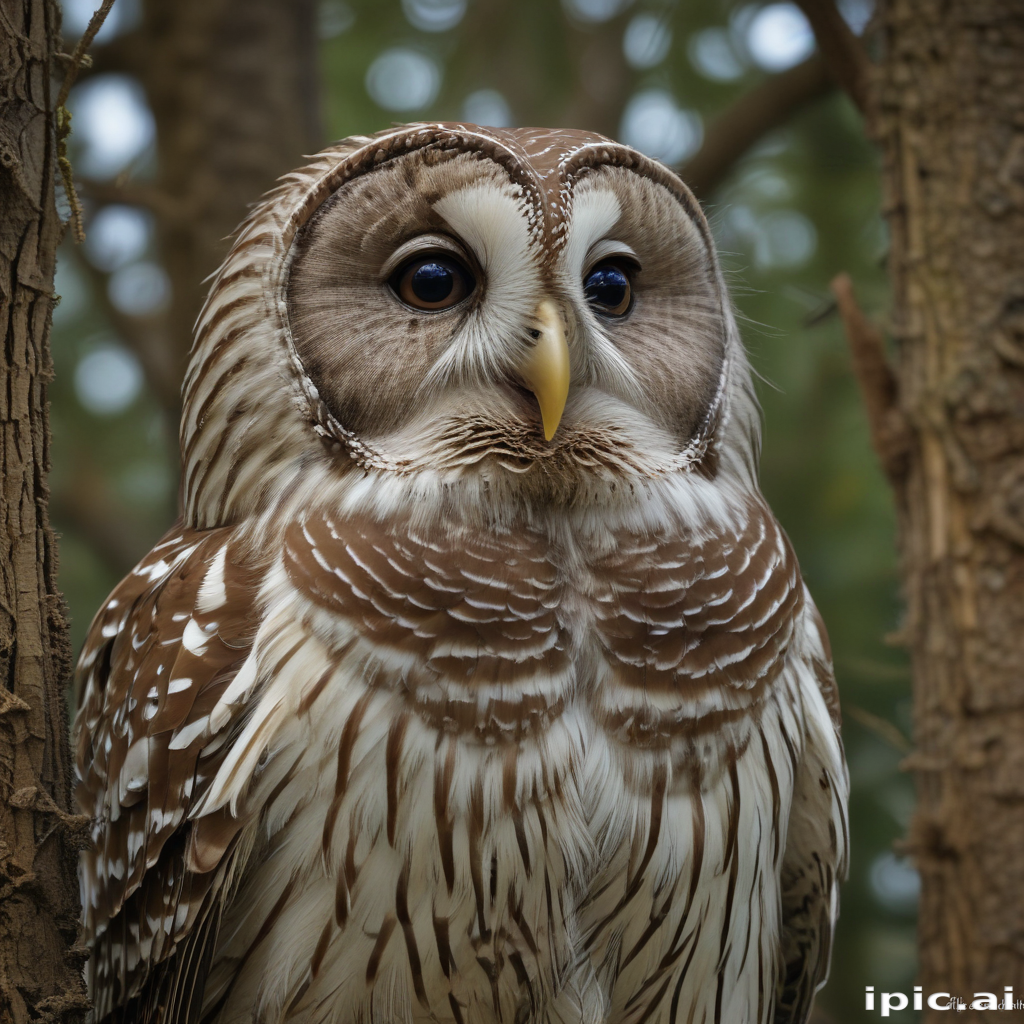 A Majestic Owl Perched Gracefully Among the Trees in Nature.