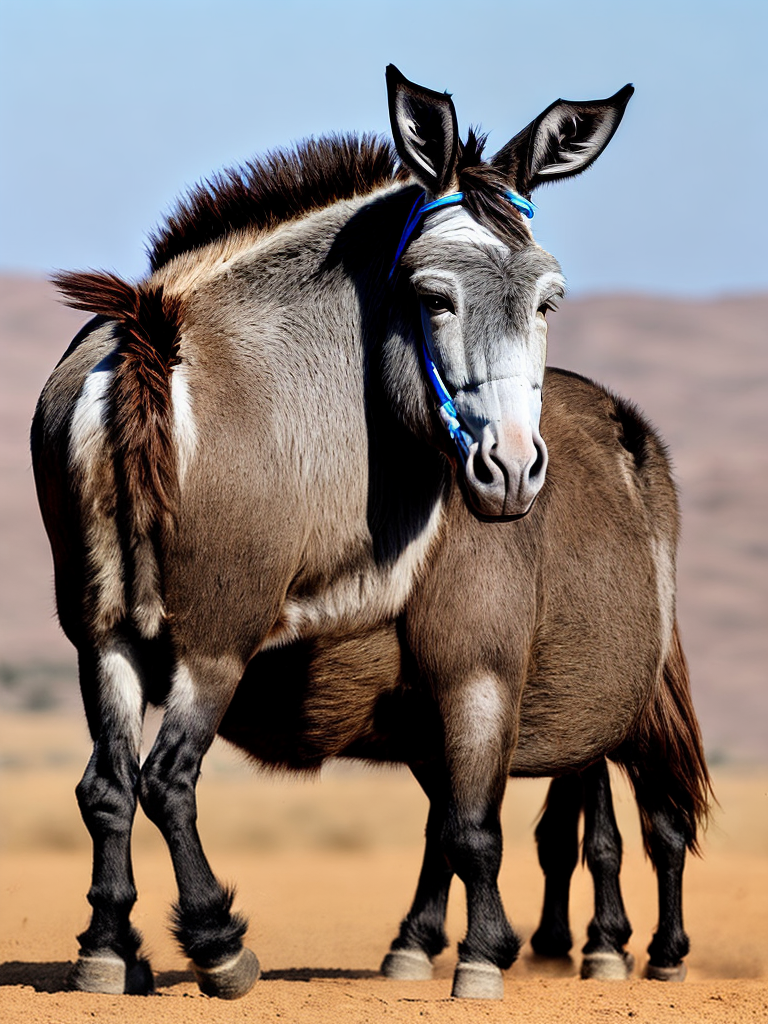 Donkey sitting on bull
