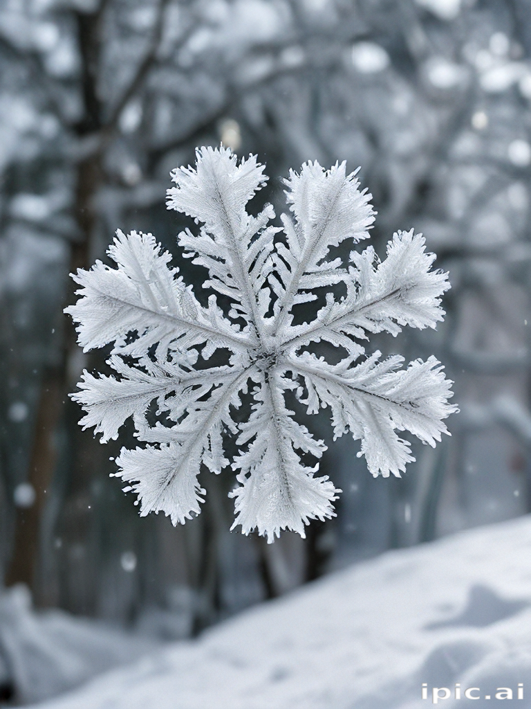 Delicate Snowflake Glistening in a Winter Wonderland of Soft Light
