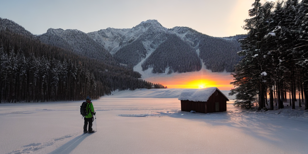 manger standing alone in the snow in the right side of the image, in ...