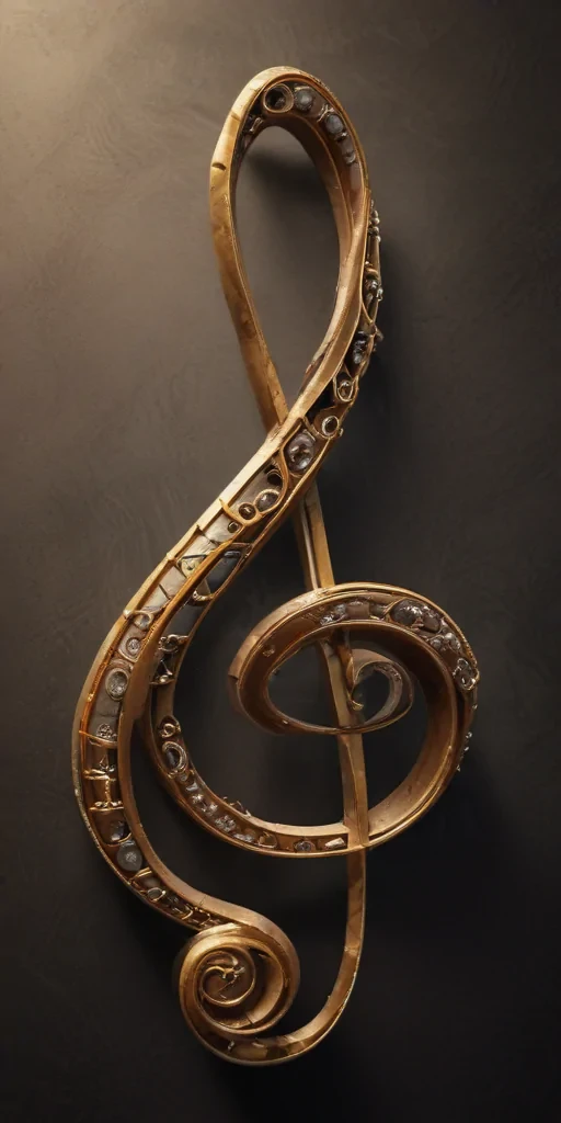 Elegant Treble Clef Sculpture Adorned with Beautiful Decorative Elements