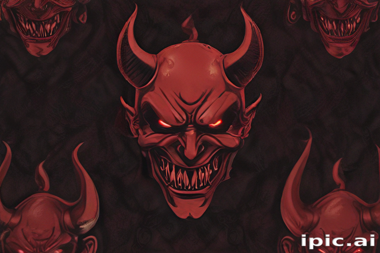 Menacing Red Demons with Glowing Eyes Against a Dark Background