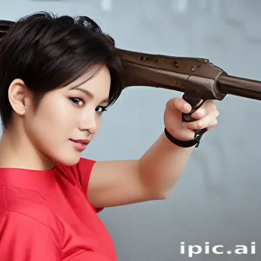 Confident Young Woman Aiming with Vintage Rifle in Striking Pose
