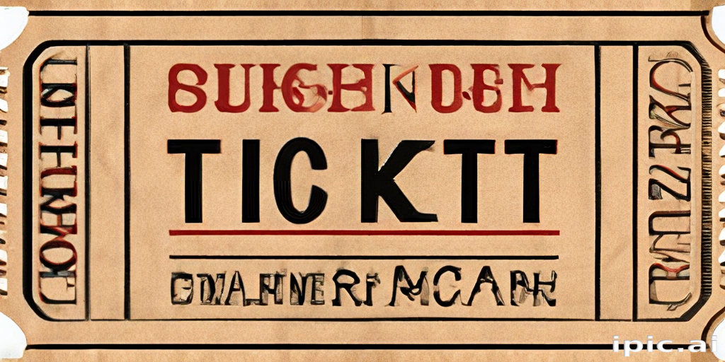 Vintage Ticket Design Featuring Unique Typography and Intricate Patterns