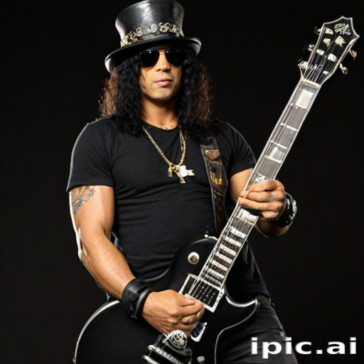 Rock Guitarist in Black Attire with Iconic Hat and Sunglasses