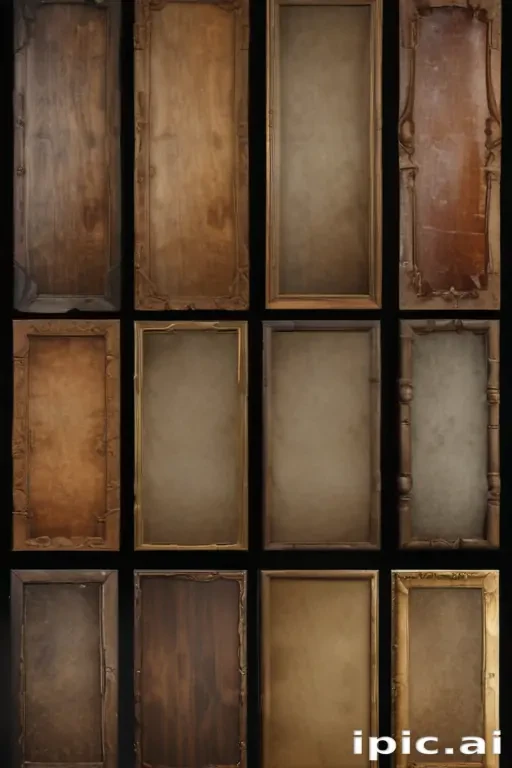 Collection of Vintage Wooden Frames with Various Textures and Styles