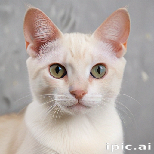 Adorable Cream-Colored Cat with Striking Green Eyes and Playful Expression