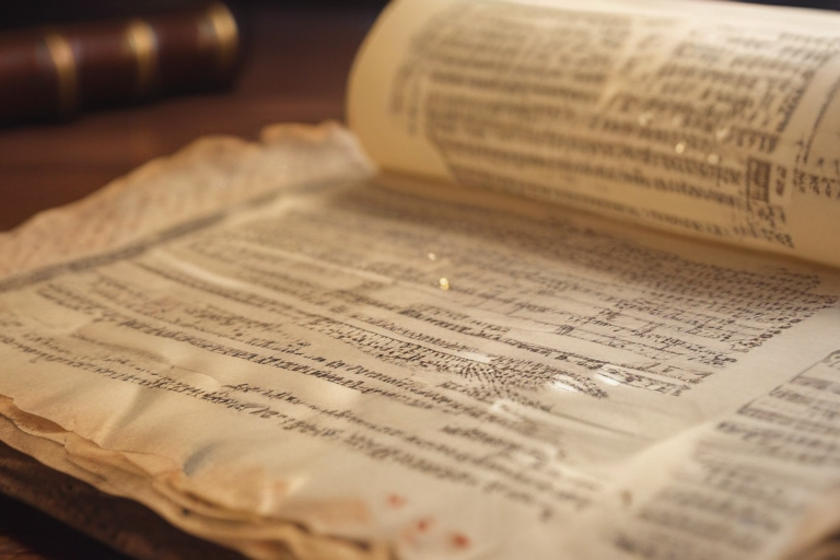 An Ancient Manuscript Opened, Revealing Intricate Handwritten Text and ...