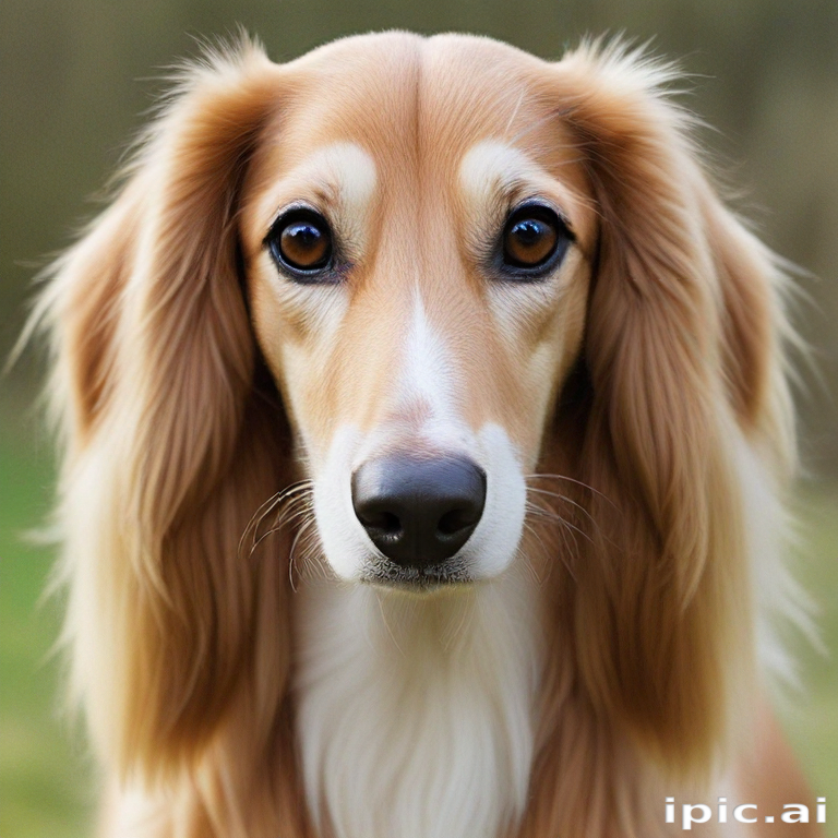 A Beautiful Dog with Fluffy Fur and Expressive Eyes in Nature.