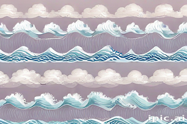 Layers of Ocean Waves and Clouds in a Serene Artistic Composition