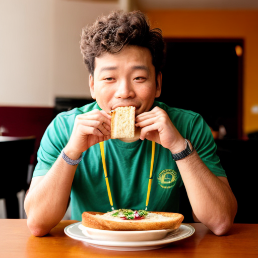 Martin eating a sandwich