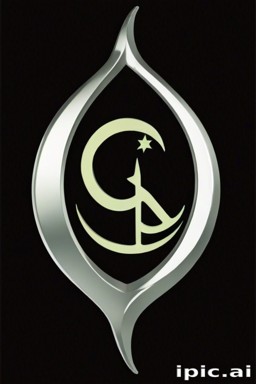 Elegant Silver Emblem Featuring Islamic Crescent and Star Design on ...