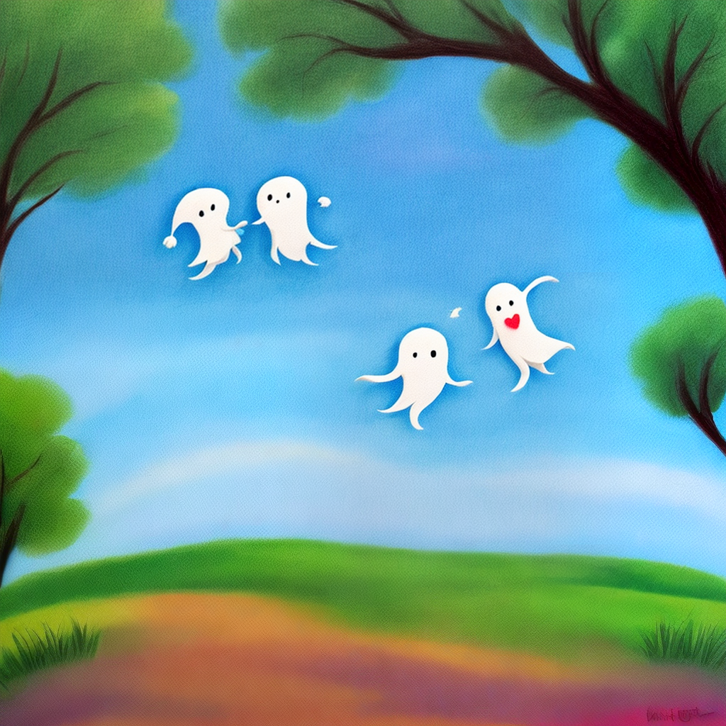 two cartoon ghosts falling in love