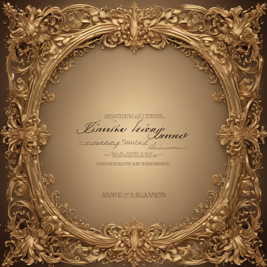 Elegant Gold Frame with Intricate Design Surrounding Decorative Text ...