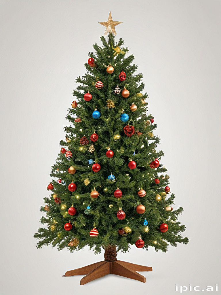 A Beautifully Decorated Christmas Tree Sparkling with Ornaments and Lights.