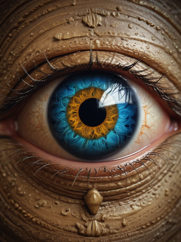 Intricate Close-Up of a Colorful Eye with Unique Textured Surface